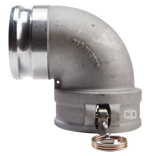 90 Degree Elbow Aluminum 4" Male Camlock Fitting x 4" Female Camlock ...