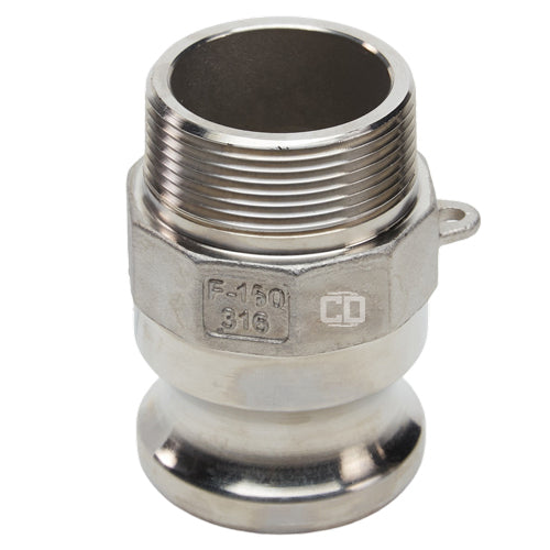 Stainless Steel 1 1/2" Male Camlock Fitting x 1 1/2" Male Pipe Thread ...